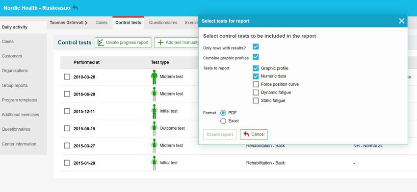 Common language for physiotherapist and patient: EVE profile reporting